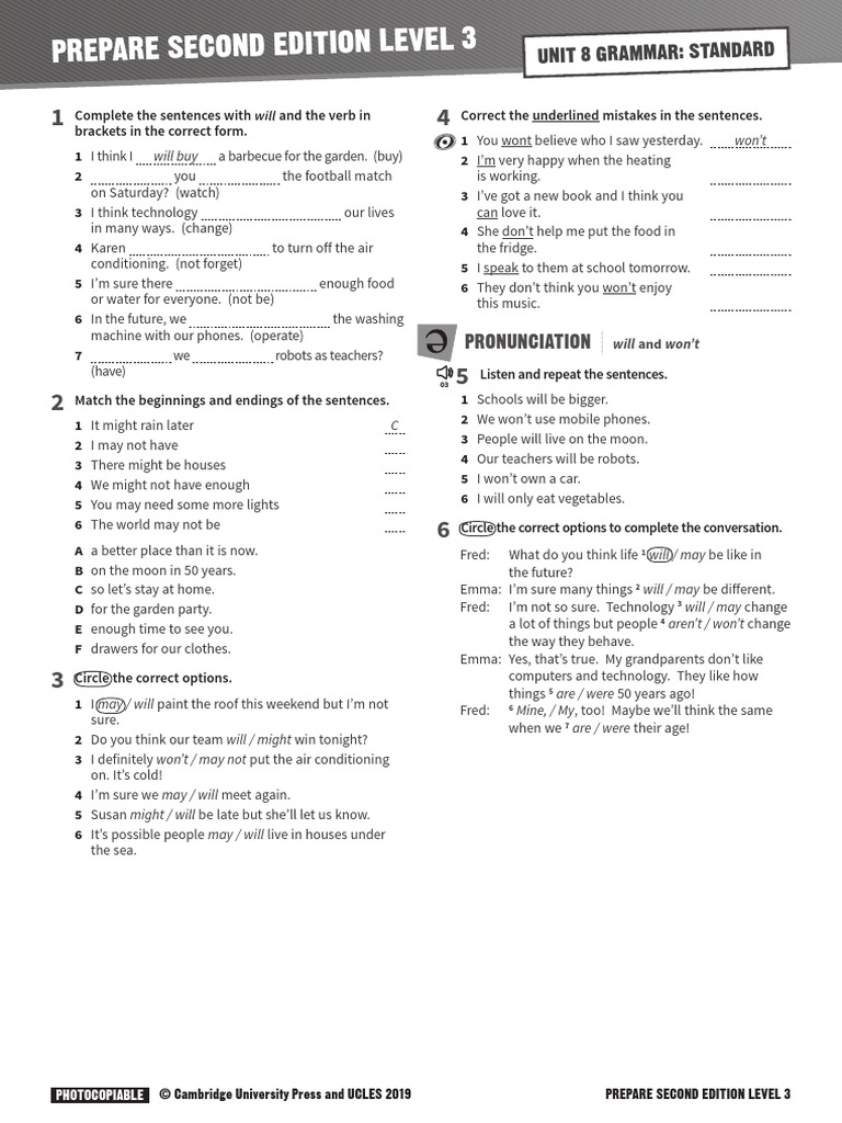 PREPARE 3 Grammar Standard Unit 08 | PDF