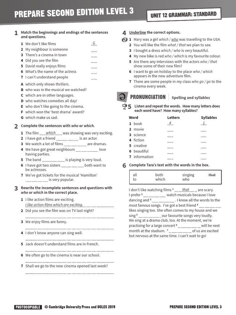 PREPARE 3 Grammar Standard Unit 12 | PDF | Linguistics | Human Communication
