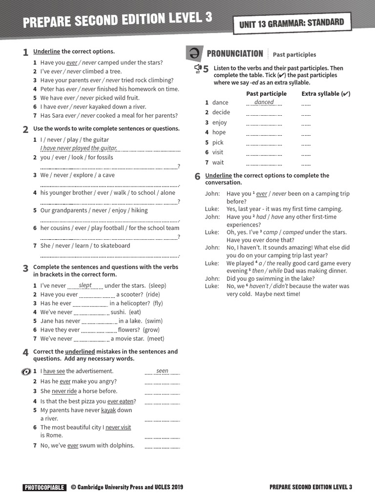 PREPARE 3 Grammar Standard Unit 13 | PDF | Human Communication | Grammar