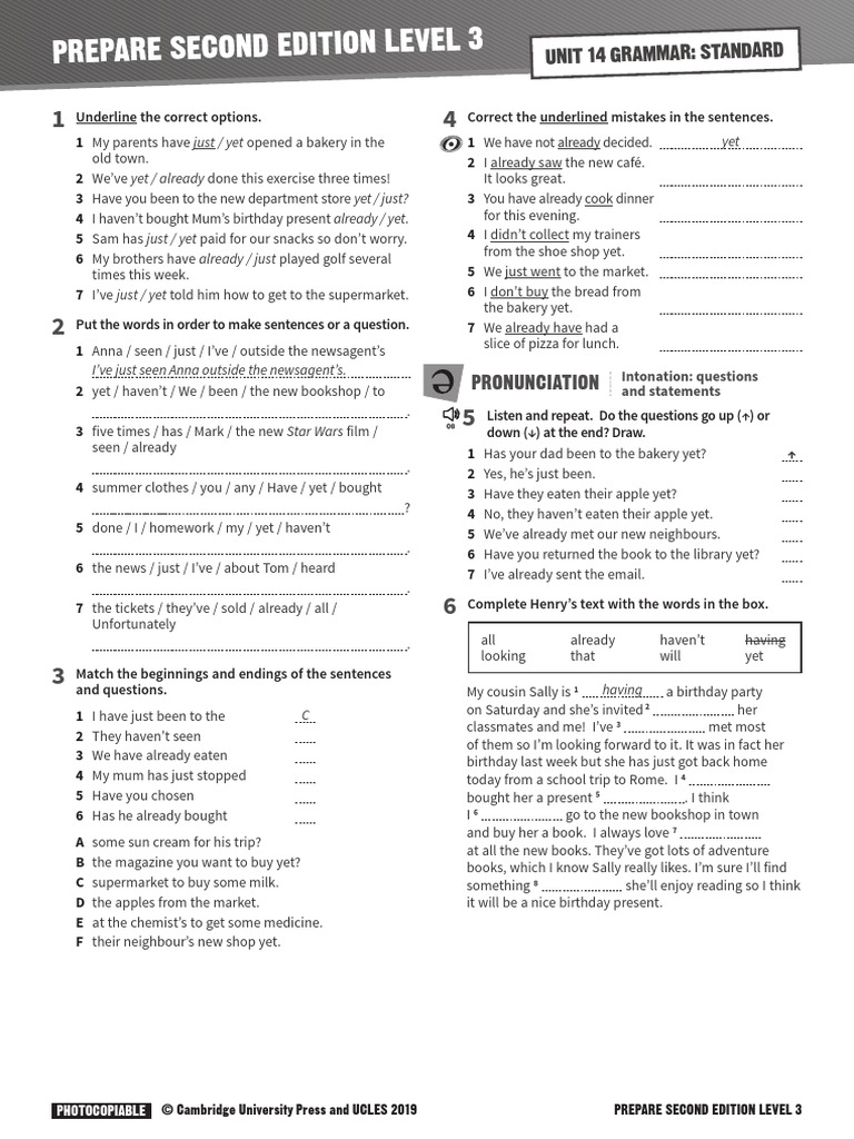 PREPARE 3 Grammar Standard Unit 14 | PDF