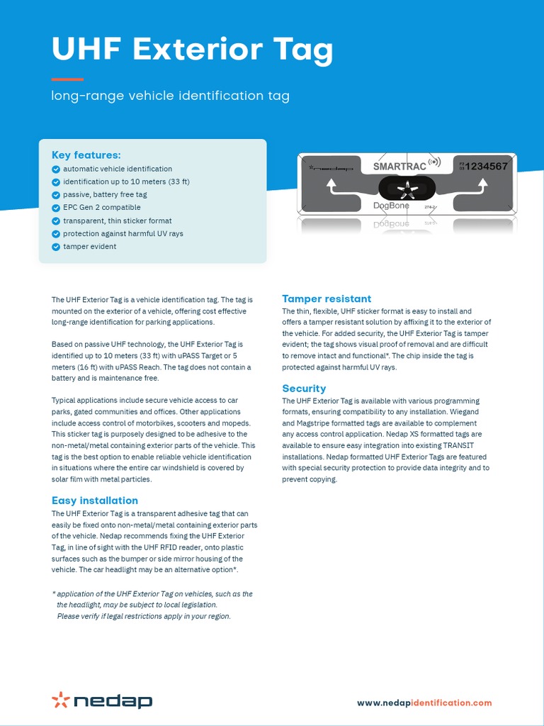 UHF Exterior Tag - Datasheet - EN - v2.1 | PDF | Radio Frequency ...