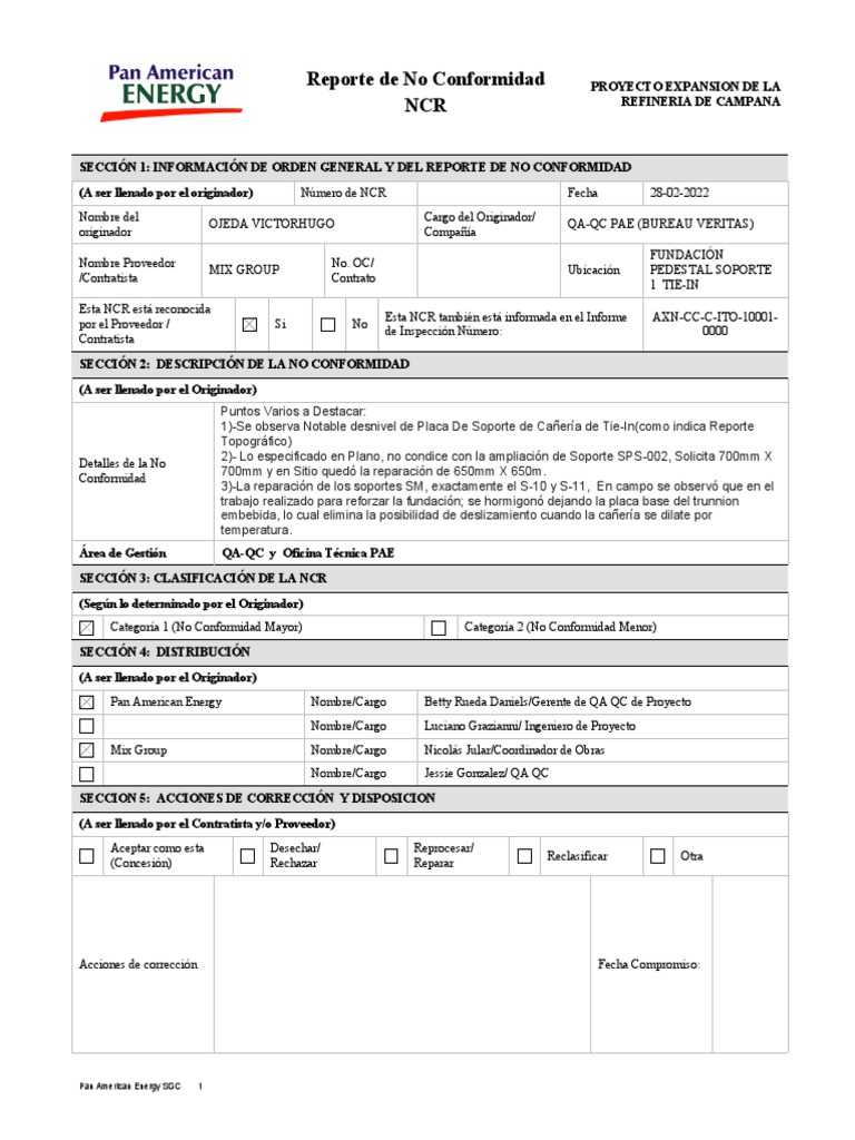 C12-09-05 - Formato NCR | PDF