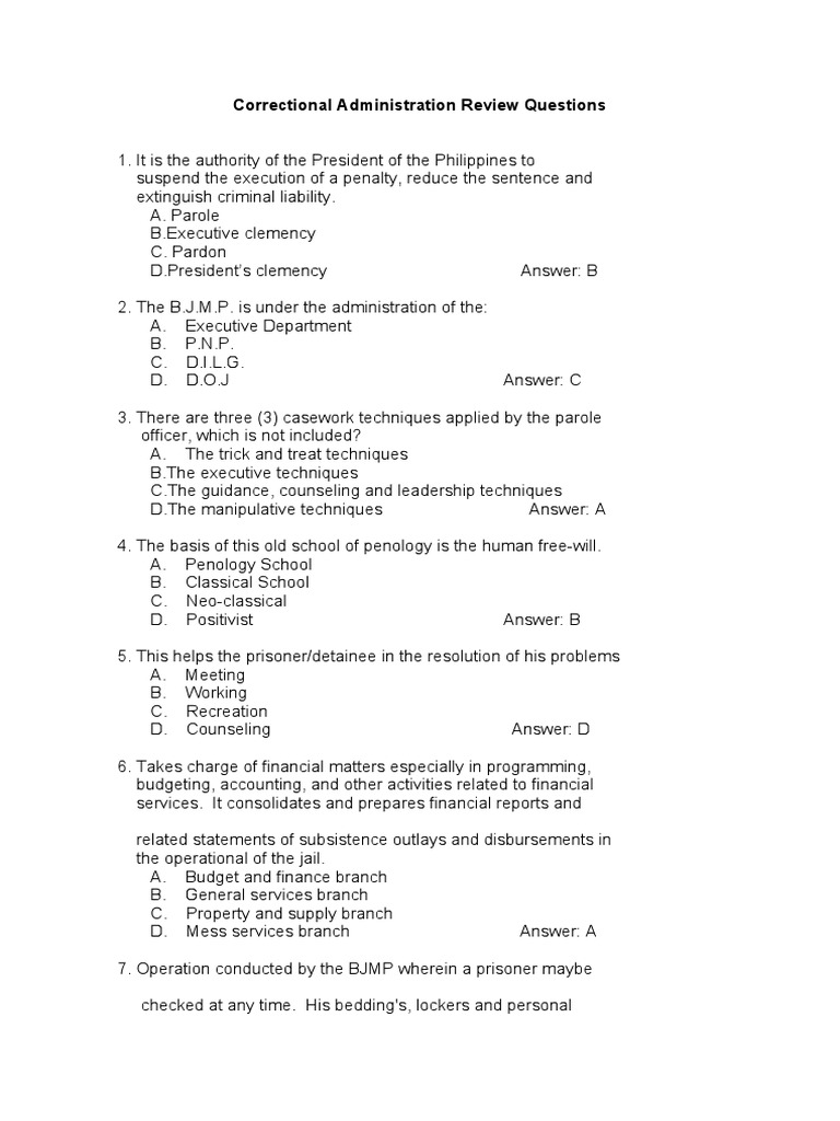 Correctional Administration Review Questions | PDF | Prison | Probation