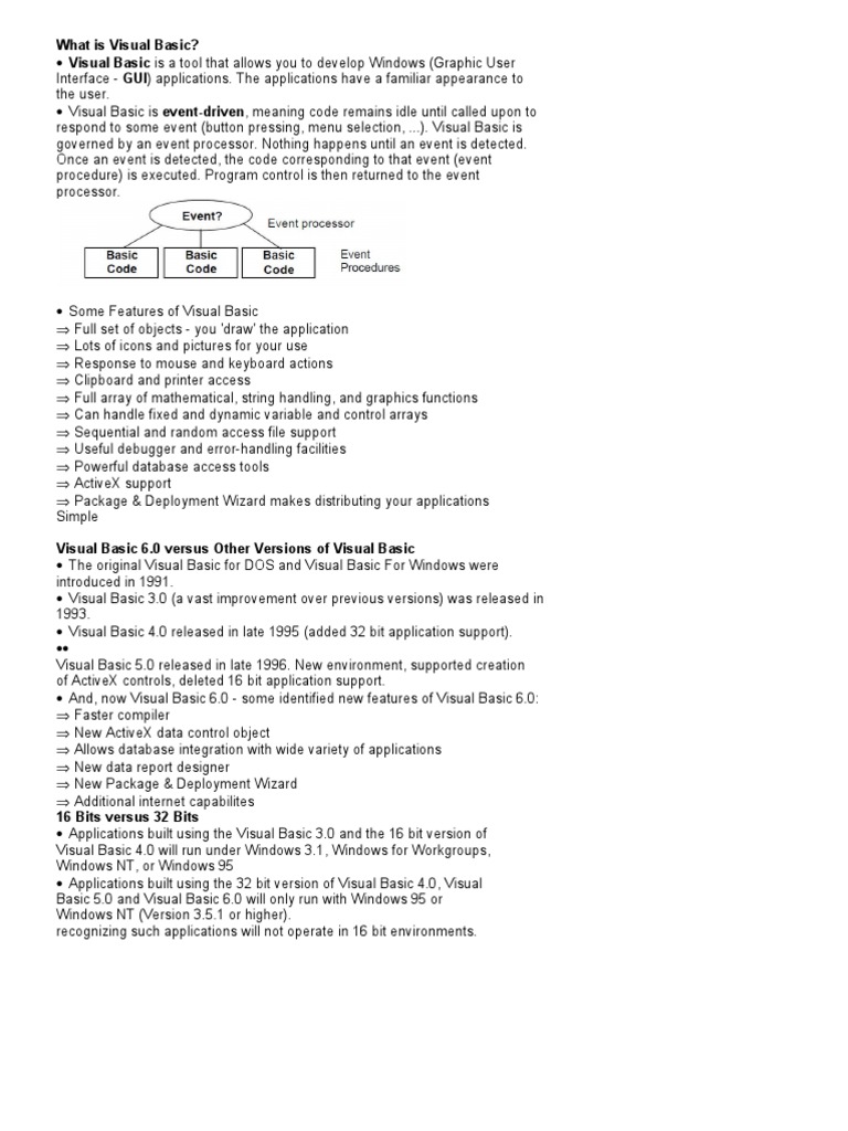 An Introduction to Visual Basic: Features, Components, and the ...