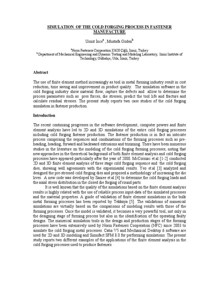 Simufact-A-Fastener Manufacture-Simulation of The Cold Forging Process | PDF | Stress (Mechanics ...