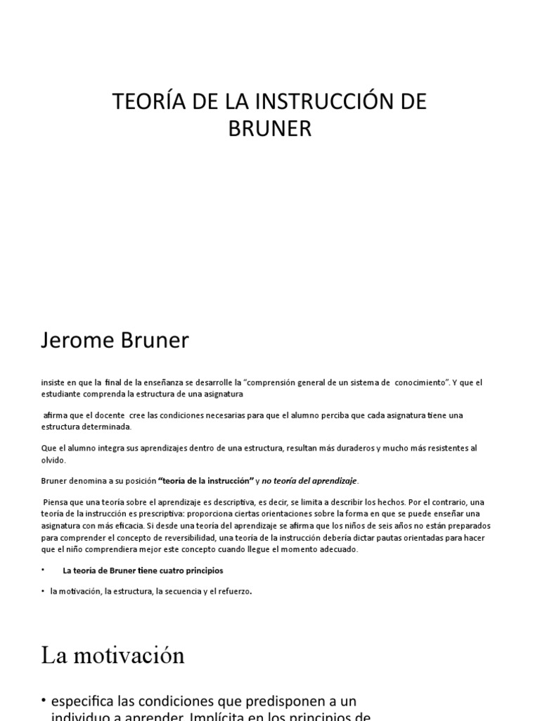 Teoría de La Instrucción de Bruner | PDF | Aprendizaje | Motivacional