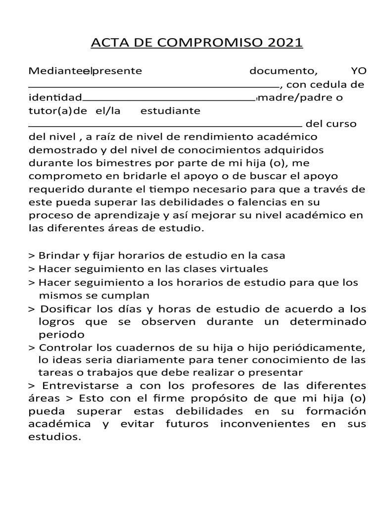 Acta de Compromiso | PDF