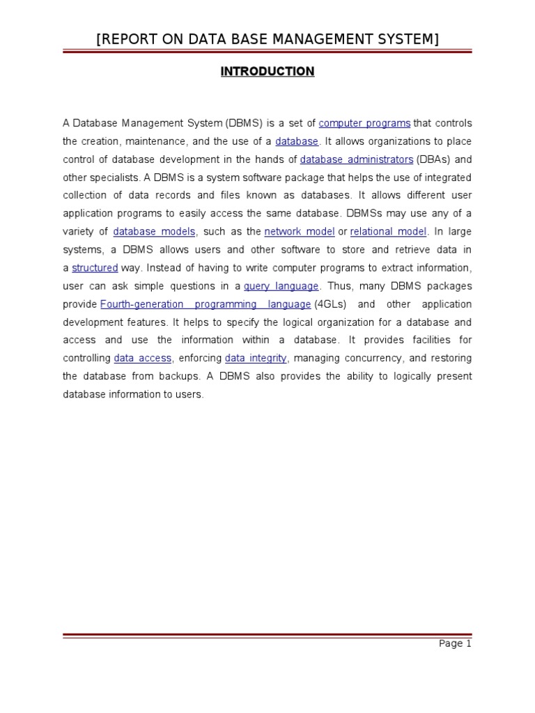 Final Report of Dbms | PDF | Relational Database | Relational Model