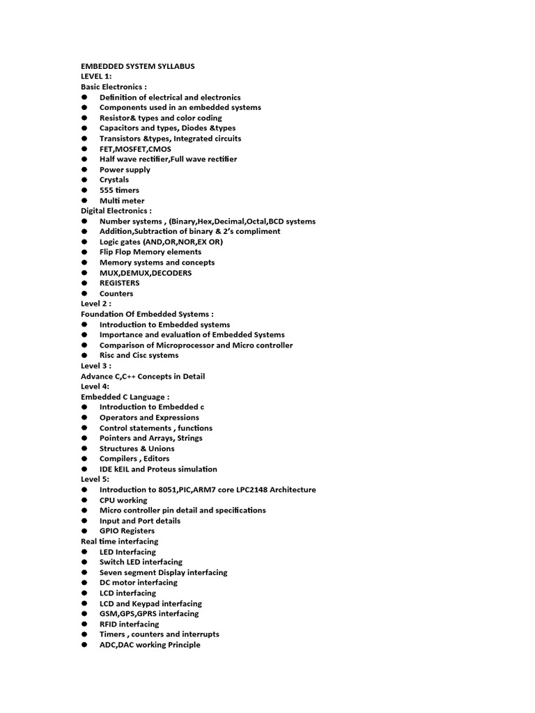 Embedded Systems Syllabus | PDF | Teaching Methods & Materials ... Embedded Systems Syllabus | PDF | Teaching Methods & Materials ...