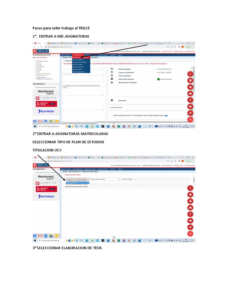 Pasos para Subir Trabajo Al TRILCE | PDF
