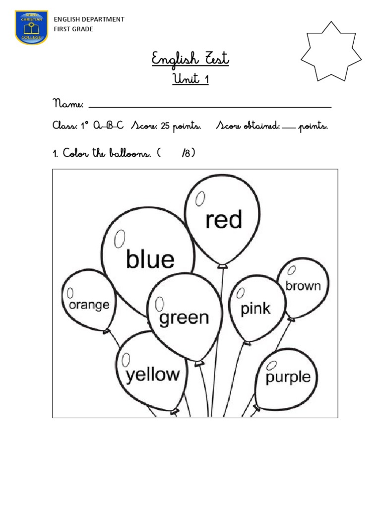 1st English Test | PDF | Language Arts & Discipline