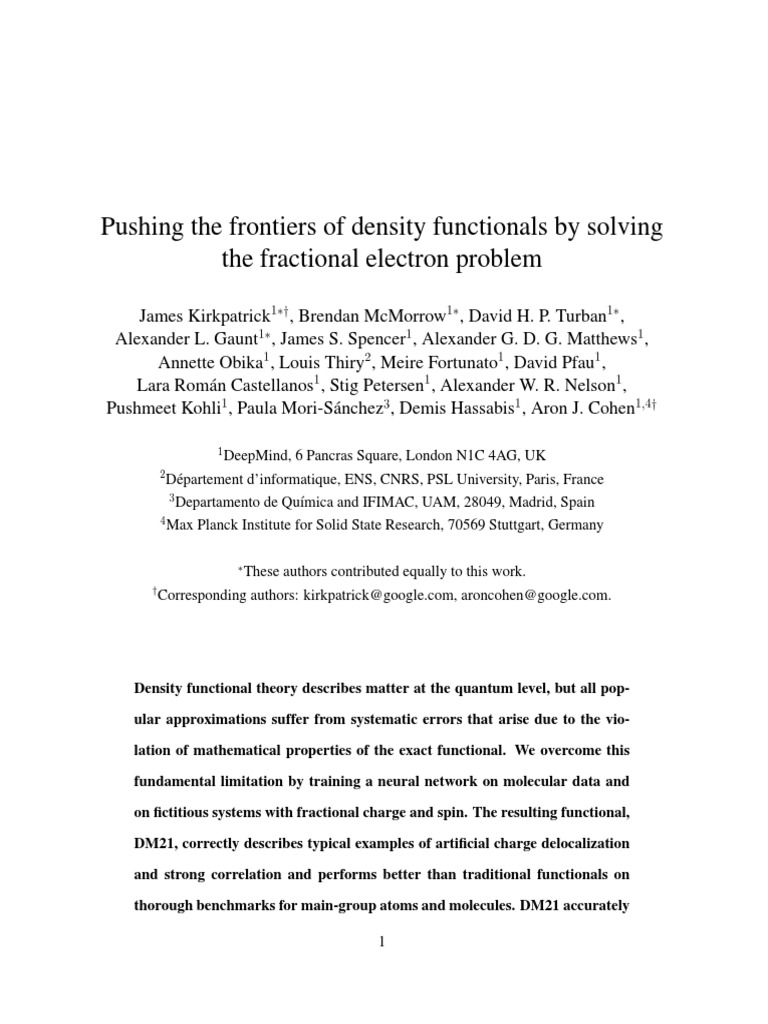 Data Driven Density Functional Design Unformatted | PDF | Density Functional Theory | Molecular ...