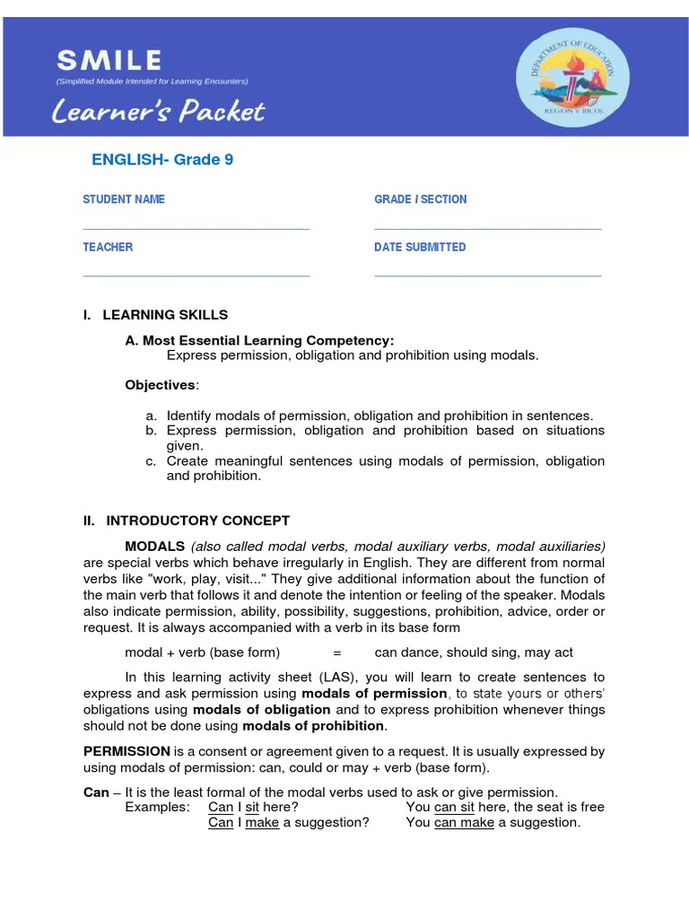 English Grade-9 Q1 LP-2 | PDF | Verb