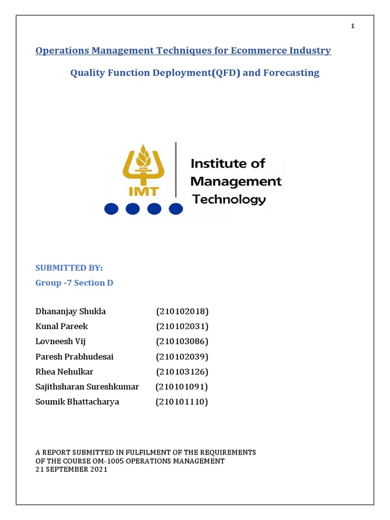OM Final Project | Download Free PDF | Forecasting | E Commerce