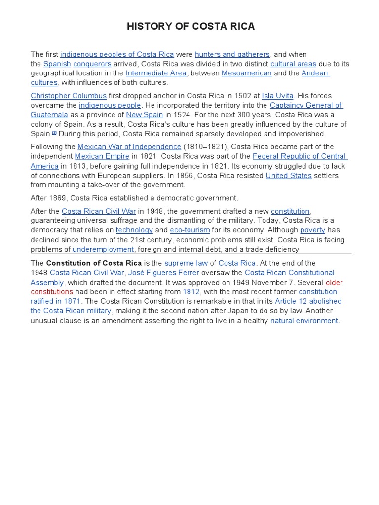 History of Costa Rica | PDF | Costa Rica | Economies