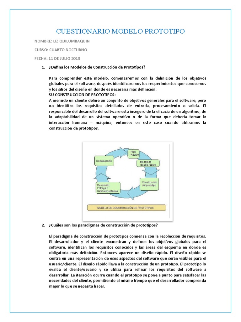 Cuestionario Modelo Prototipo | PDF