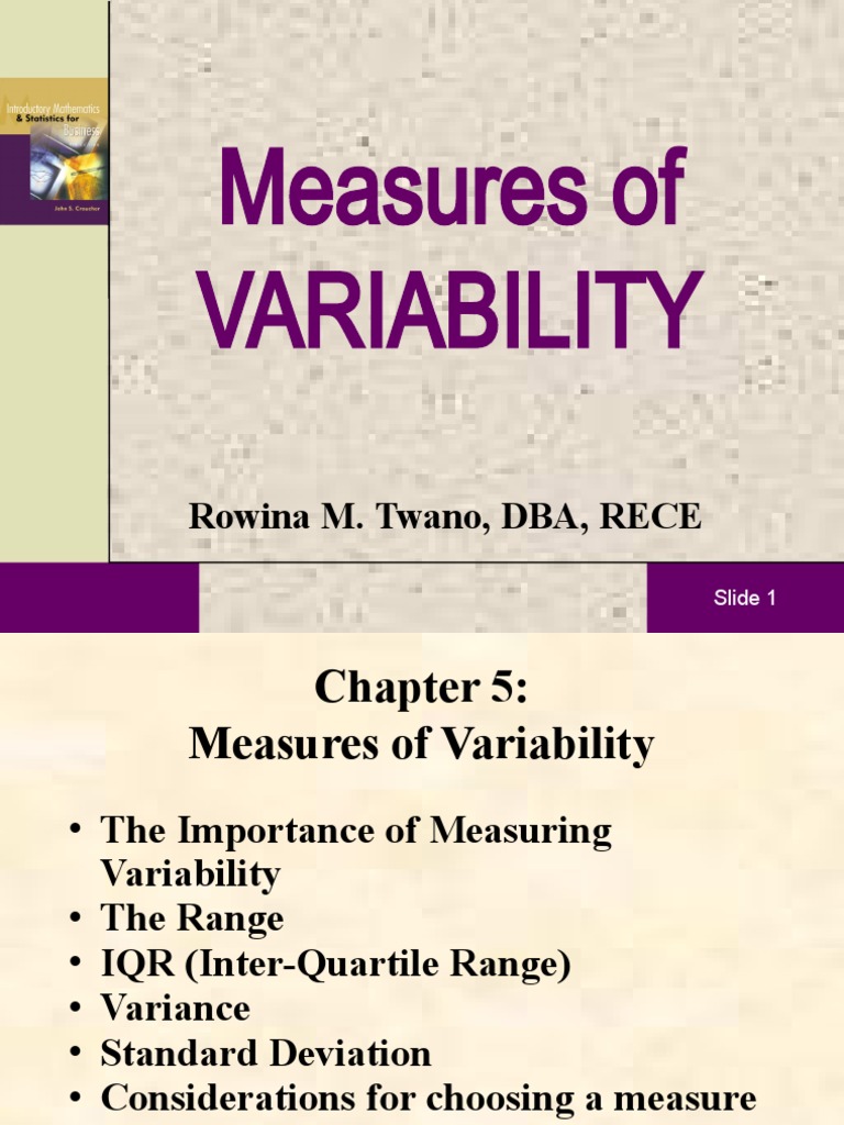 Lecture No. 6 Measures of Variability | PDF | Standard Deviation | Variance