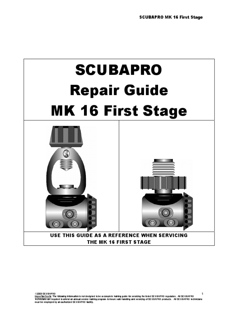 Scubapro MK16 Repair Guide | PDF | Screw | Manufactured Goods