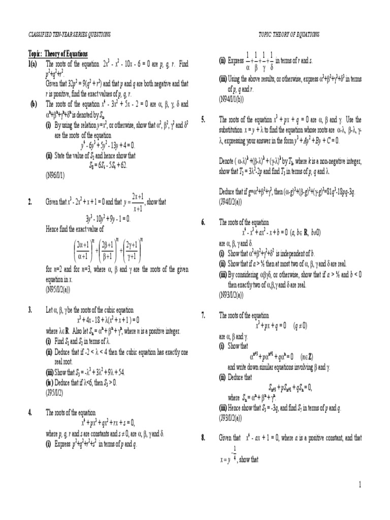 Theory of Equations | PDF | Mathematics | Mathematical Objects
