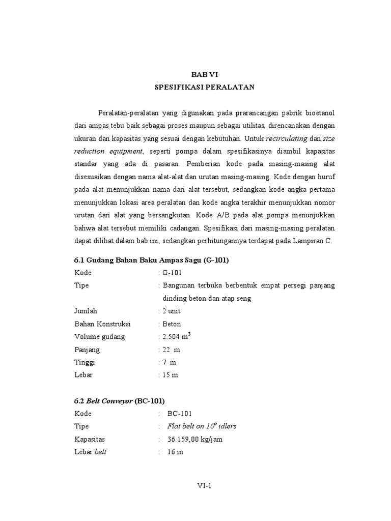 Bab Vi Spesifikasi Peralatan | PDF