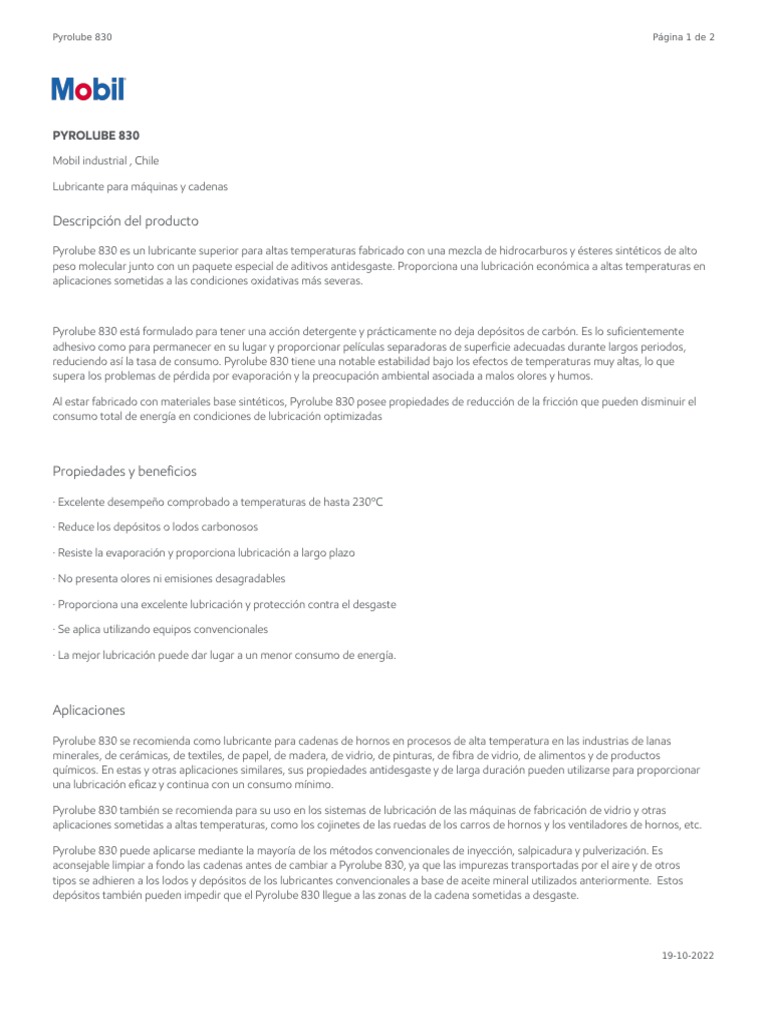 Pyrolube 830 | PDF | Lubricante | Química
