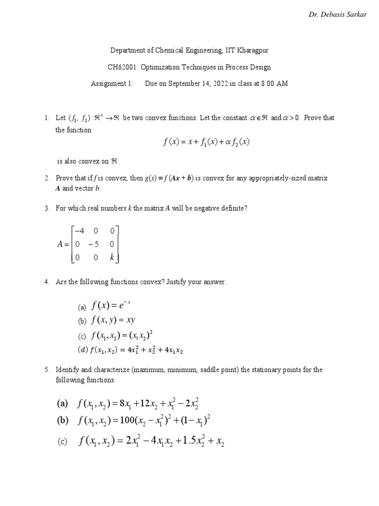 Assignment1 Optimization | PDF | Chemical Equilibrium | Physical Quantities