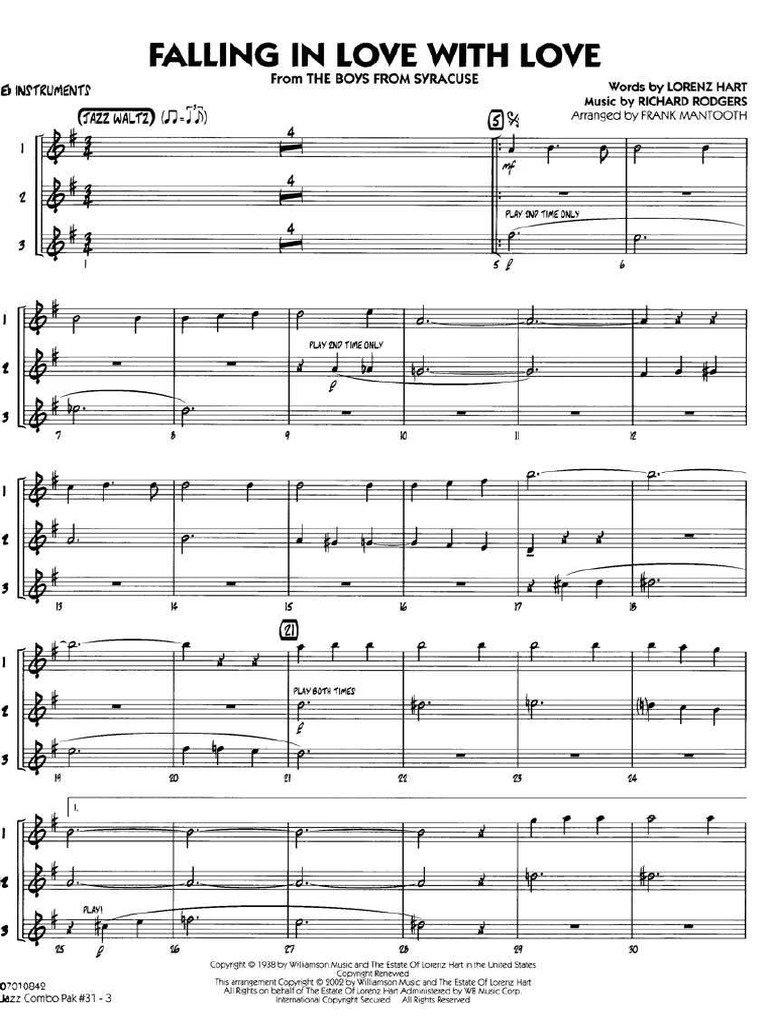 Falling in Love With Love - Eb - 3管 | PDF