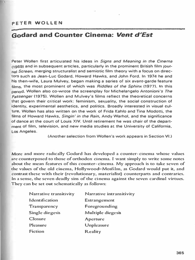 Godard and Counter Cinema - Peter Wollen (1972) | PDF