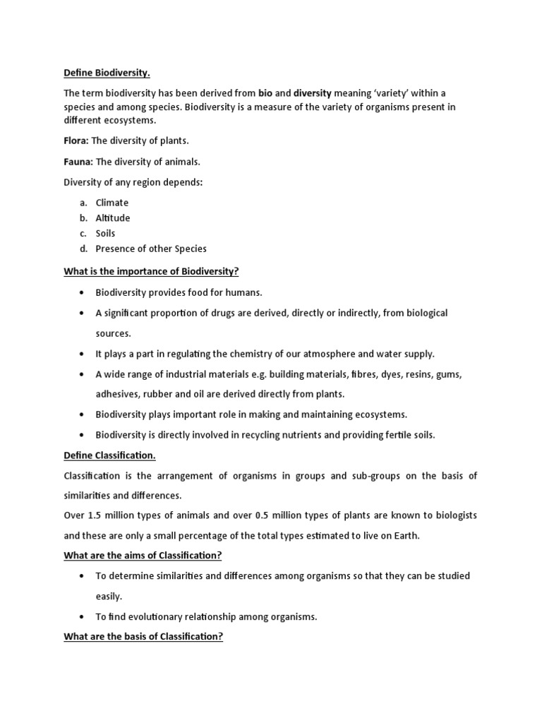 Chapter 3 - Biodiversity | PDF | Cell (Biology) | Biodiversity