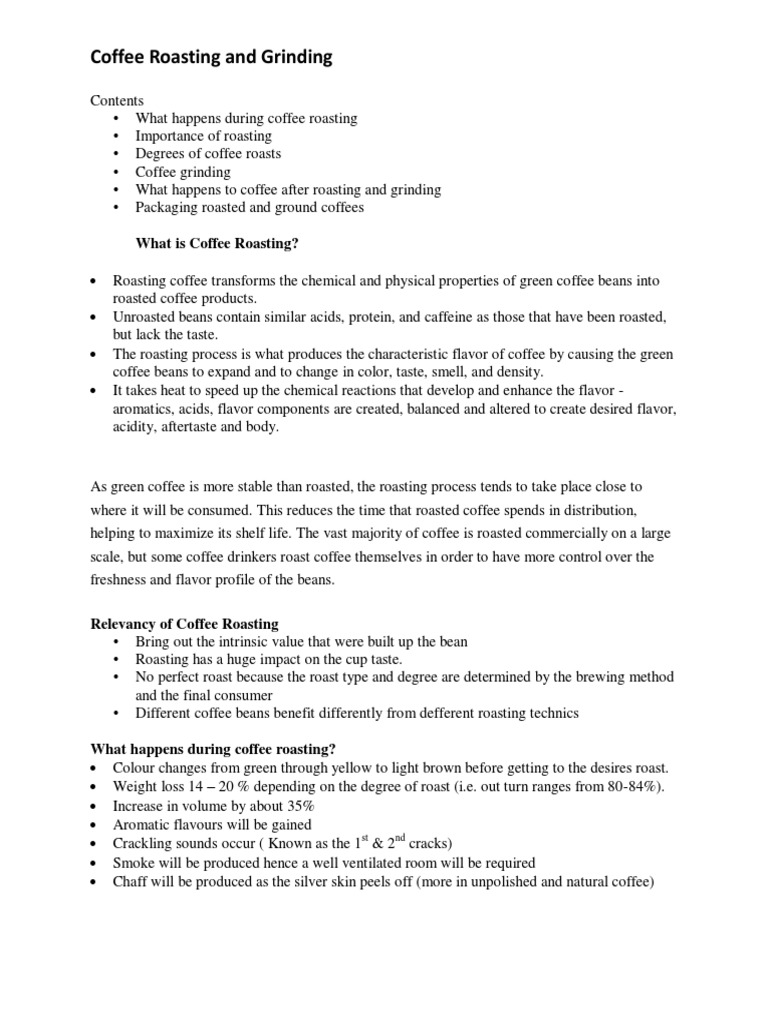 Coffee Roasting & Grinding Guide | PDF