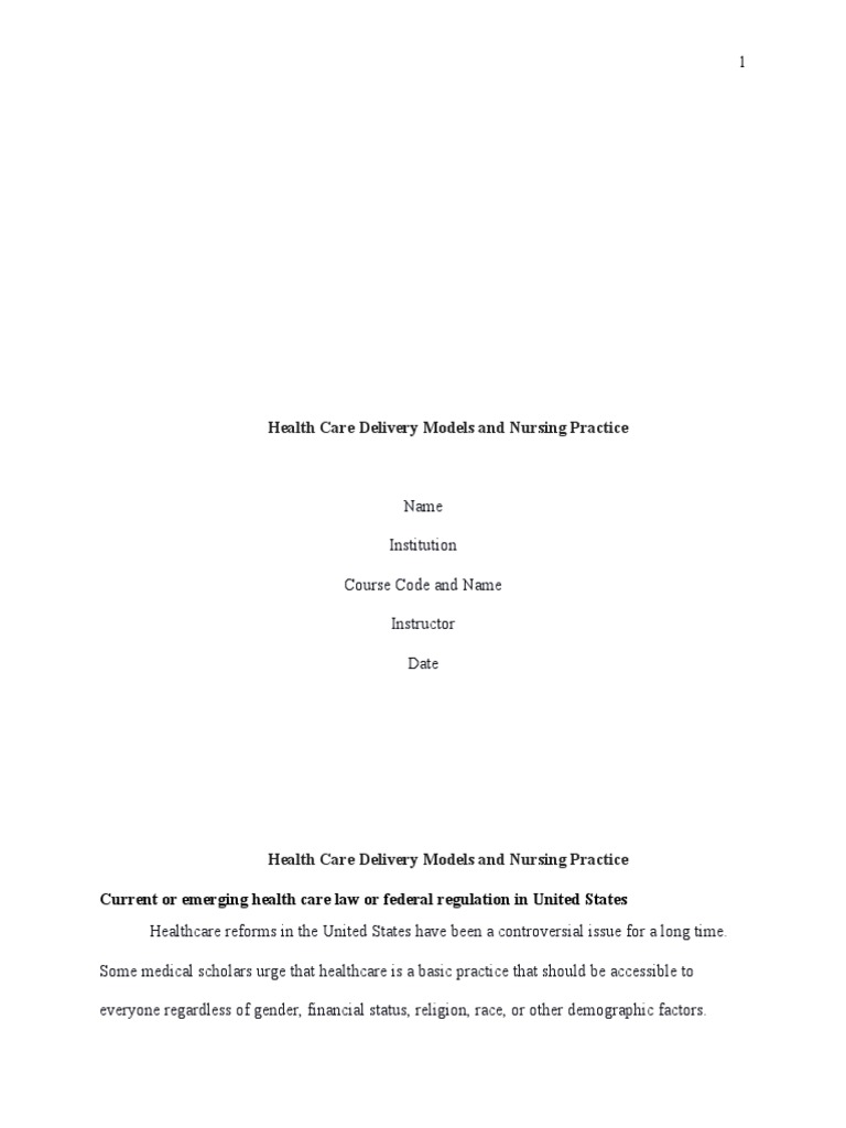 Health Care Delivery Models and Nursing Practice 2 | PDF | Health Care ...