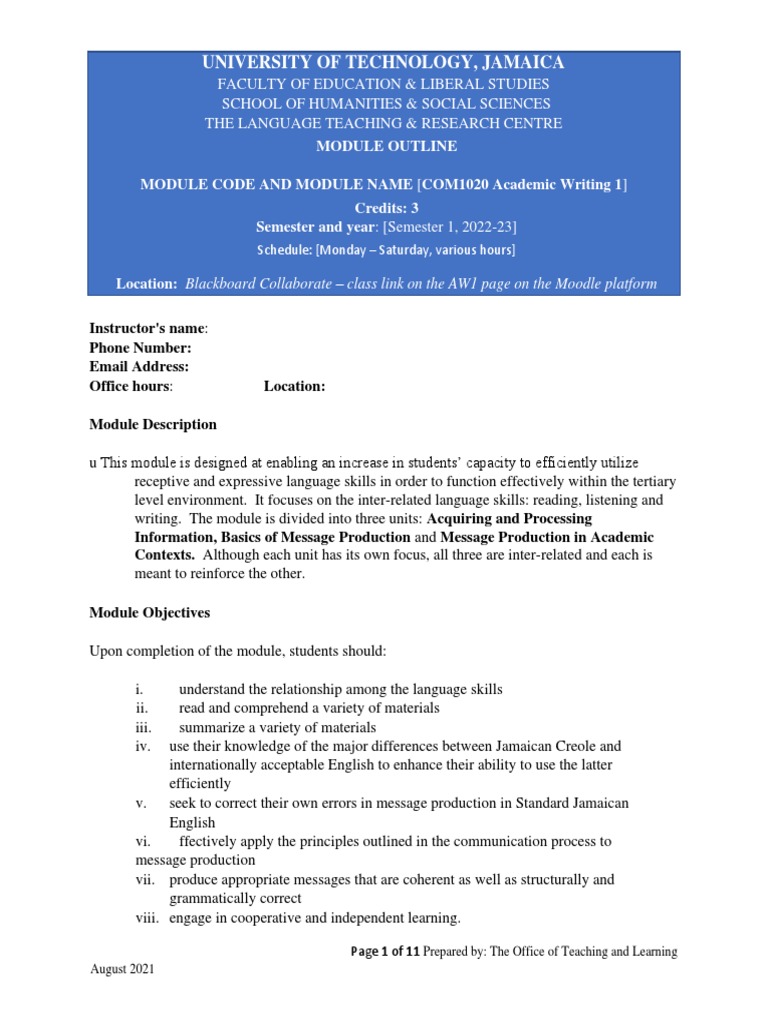 Academic Writing 1 Outline - Semester 1 2022 - 2023 | PDF | Essays ...