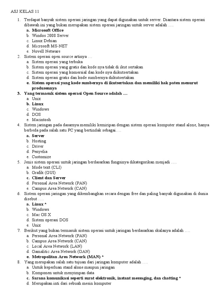 Soal Asj Kelas 11 | PDF | Komputer