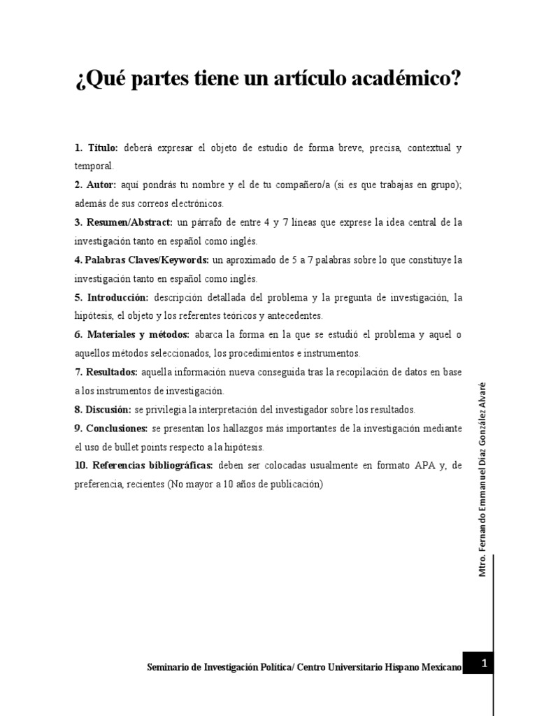 Partes de un Artículo Académico | PDF