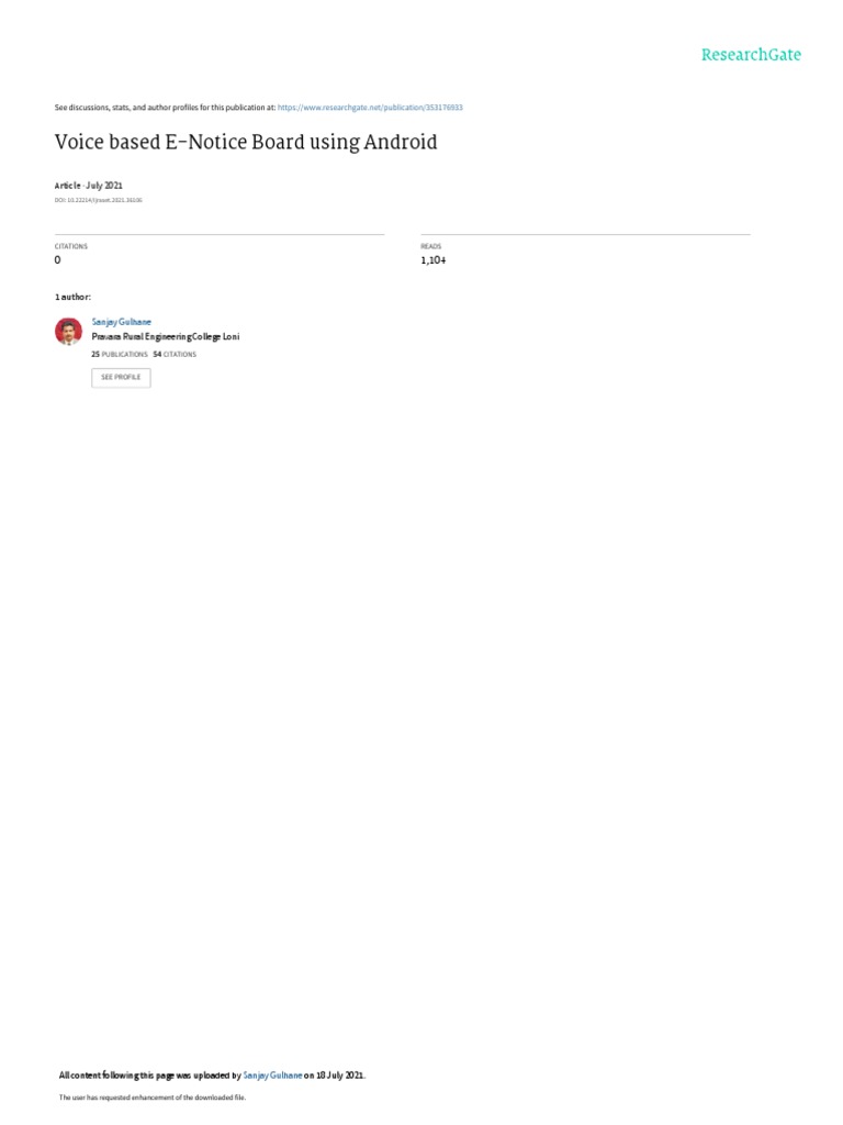 Voice Based E-Notice Board Using Android | PDF | Arduino | Microcontroller
