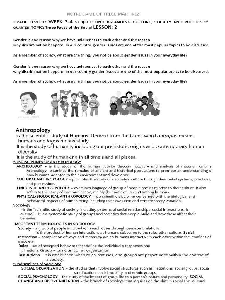 Ucsp Lesson 3-4 | PDF | Anthropology | Sociology