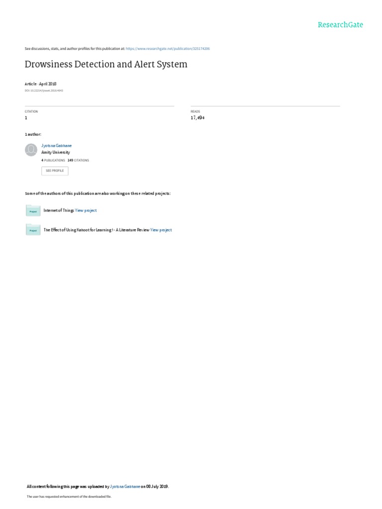 Drowsiness Detection and Alert System | PDF | Traffic Collision ...