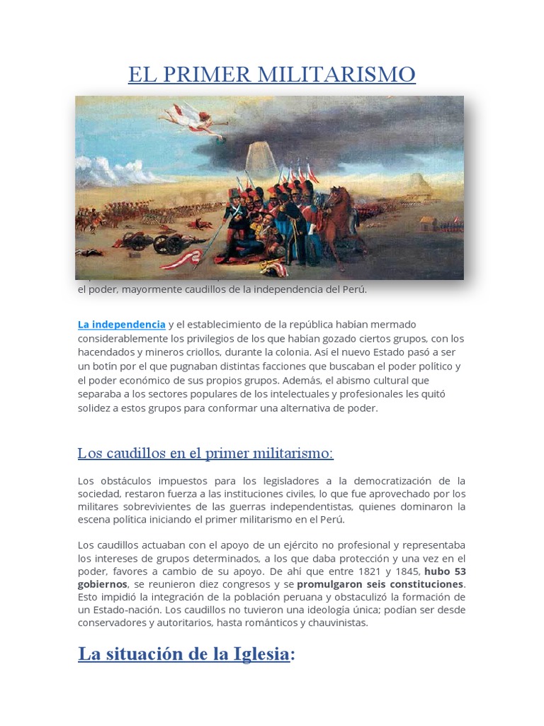 El Primer Militarismo | PDF | Perú
