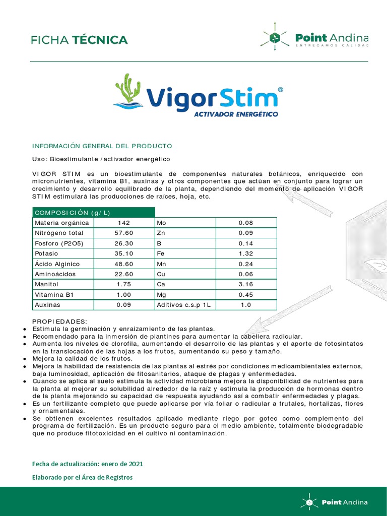 Vigor Stim-Ficha Tecnica | PDF | Auxina | Fertilizante