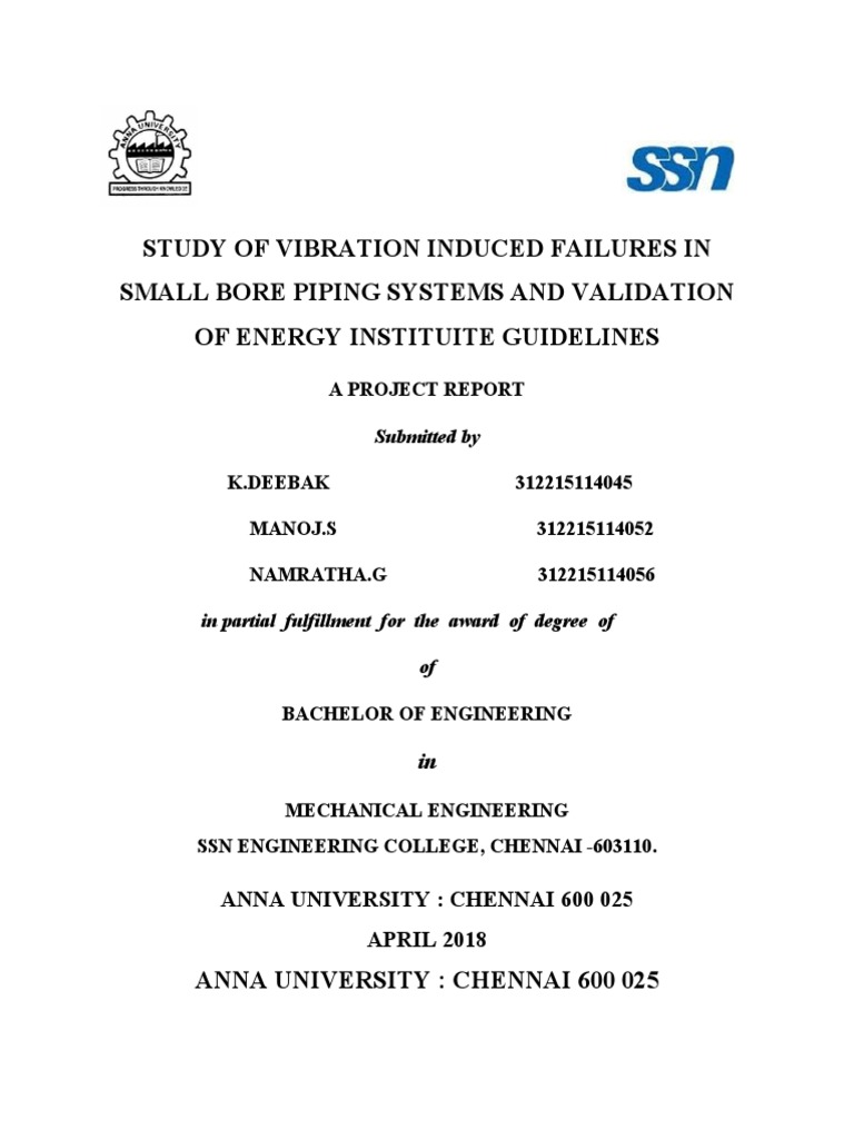 PIPING VIBRATION Final Year Report | PDF | Turbulence | Resonance