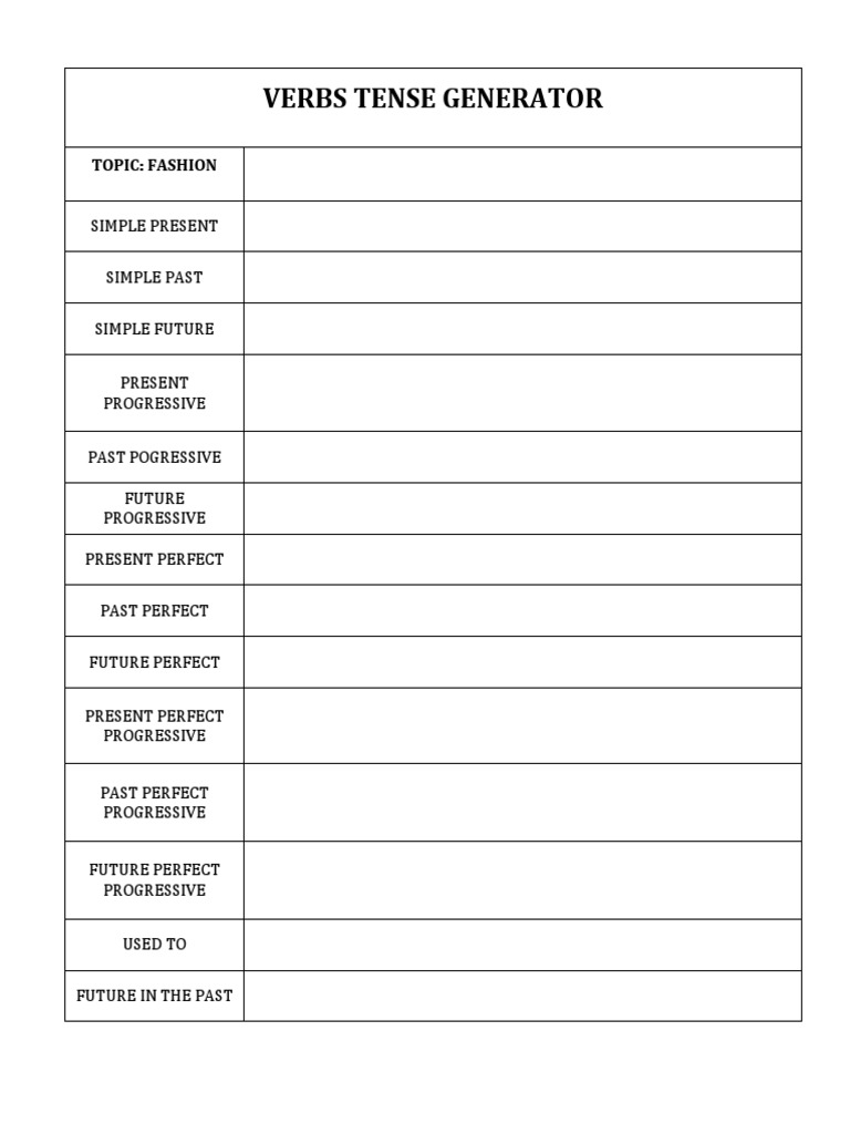 Table Verb Tenses | PDF