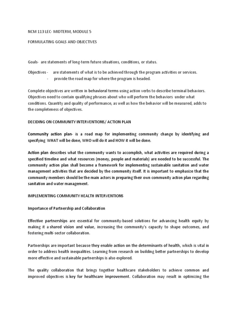 NCM 113 Midterm Lec Mod 5 | PDF | Leadership | Community