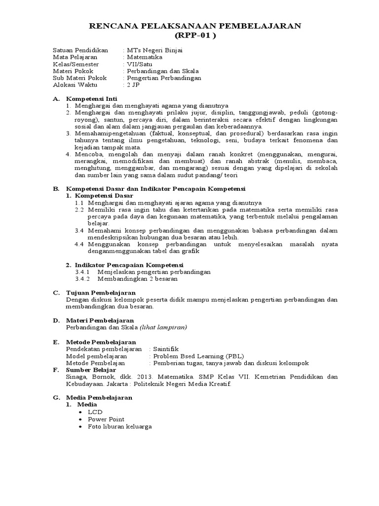 RPP KONSEP PERBANDINGAN Ganjil 1 Ok | PDF