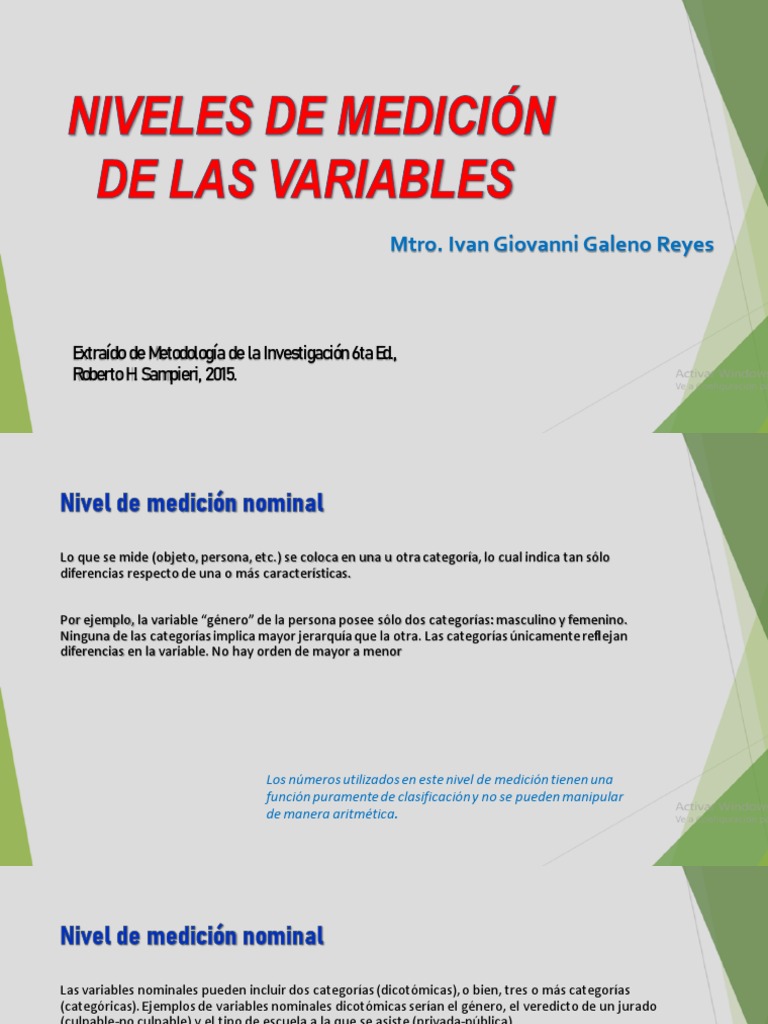 Niveles de Medición de Variables | PDF