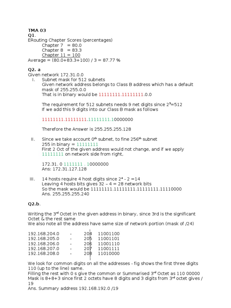 TMA 03 Chapter Scores and ERouting Configuration | PDF | Ip Address ...