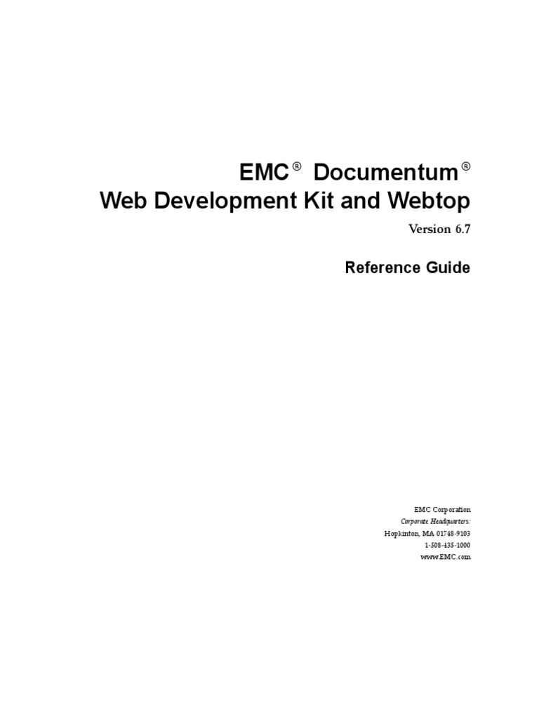 Documentum Web Development Kit and Webtop 6.7 Reference Guide | PDF ...