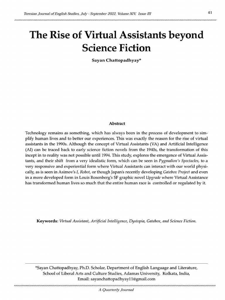 The Rise of Virtual Assistants Beyond Science Fiction (TJES) | PDF
