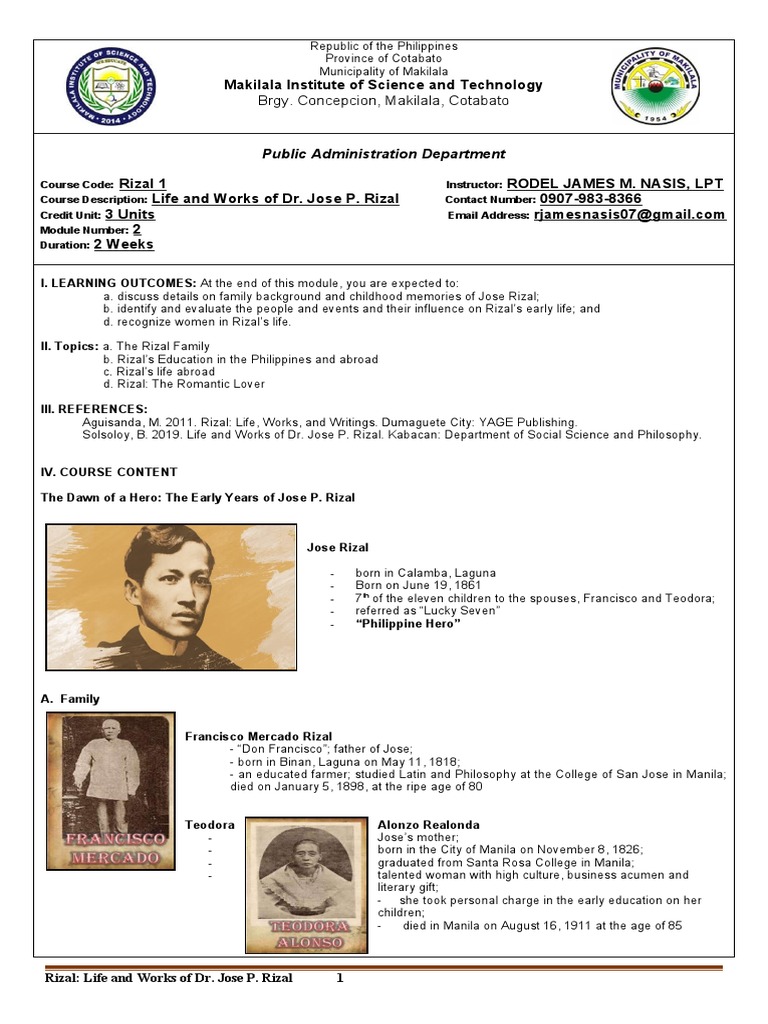 Module 2 - Life and Works of Rizal | PDF