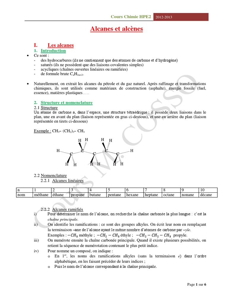 Alcanes et Alcènes : Structure et Réactivité | PDF | Alcène | Alcane