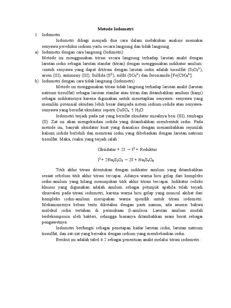 Metode Iodometri | PDF